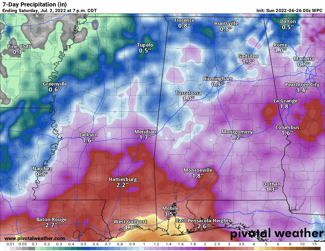 The heat will take a backseat to the rain, at least for now: SE MS / SW ...