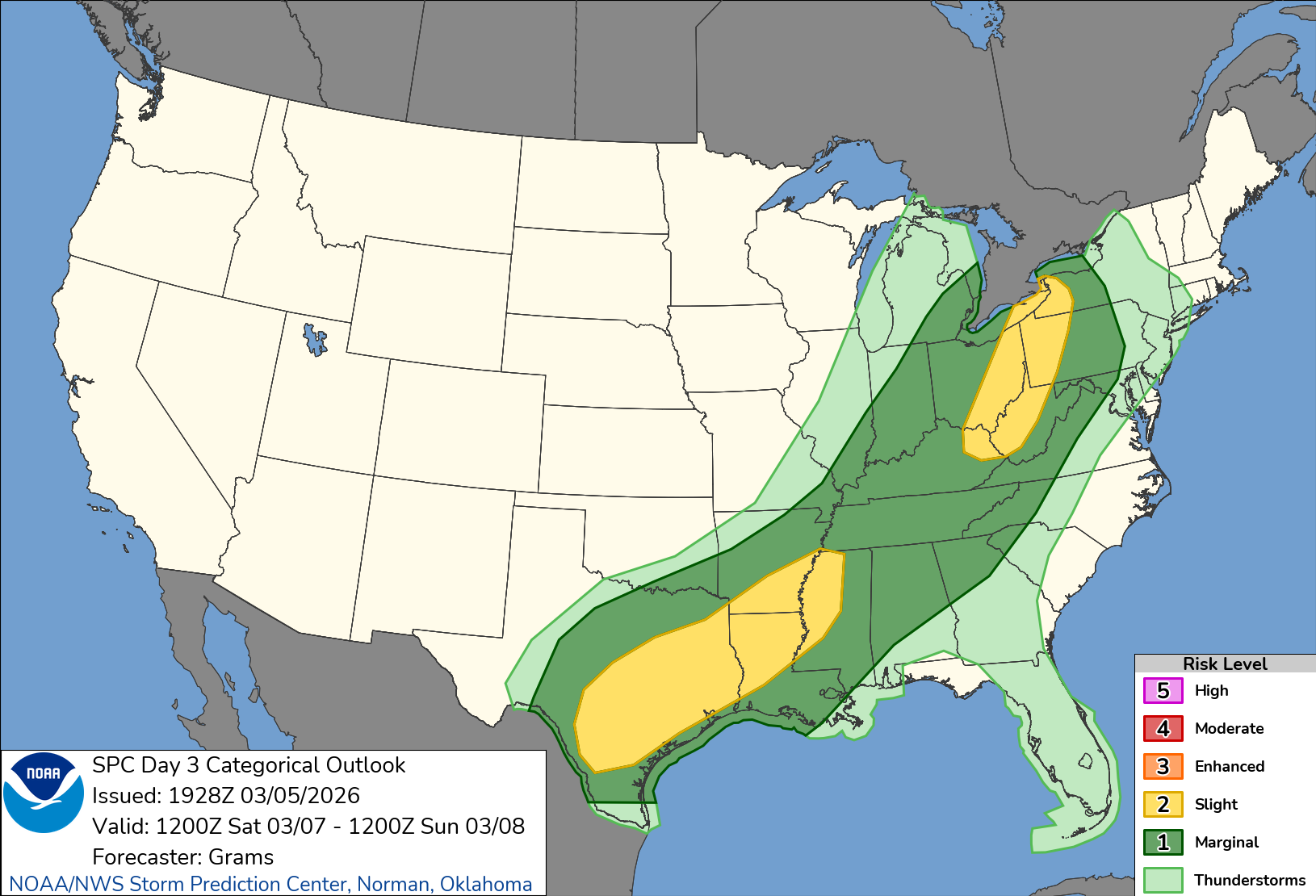 Severe Thunderstorm Potential on Saturday: Southern MS/AL/LA Local ...